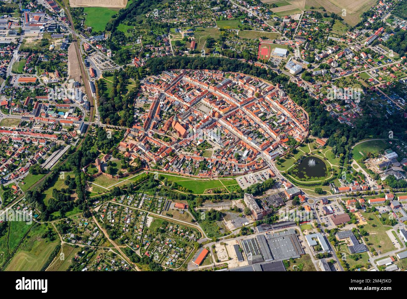 Aerial view of Wittstock an der Dosse, Middle Ages, round, townscape ...