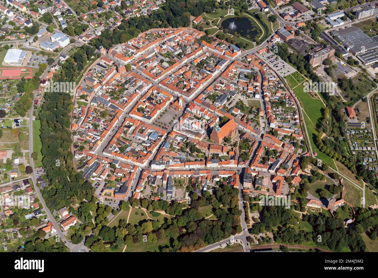 Aerial view of Wittstock an der Dosse, Middle Ages, round, townscape ...