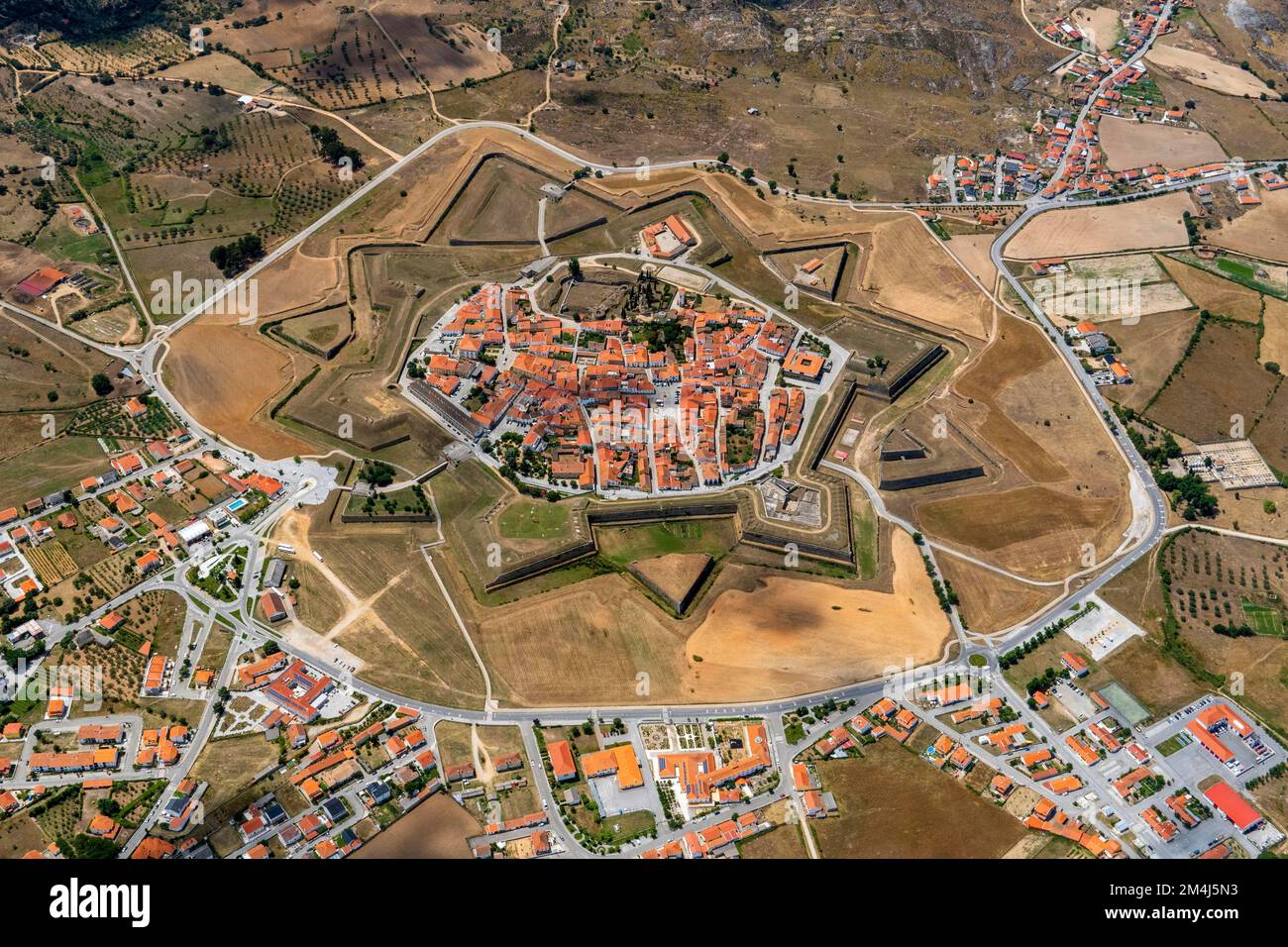 Aerial view of the fortress wall around Almeida, place in the Register ...