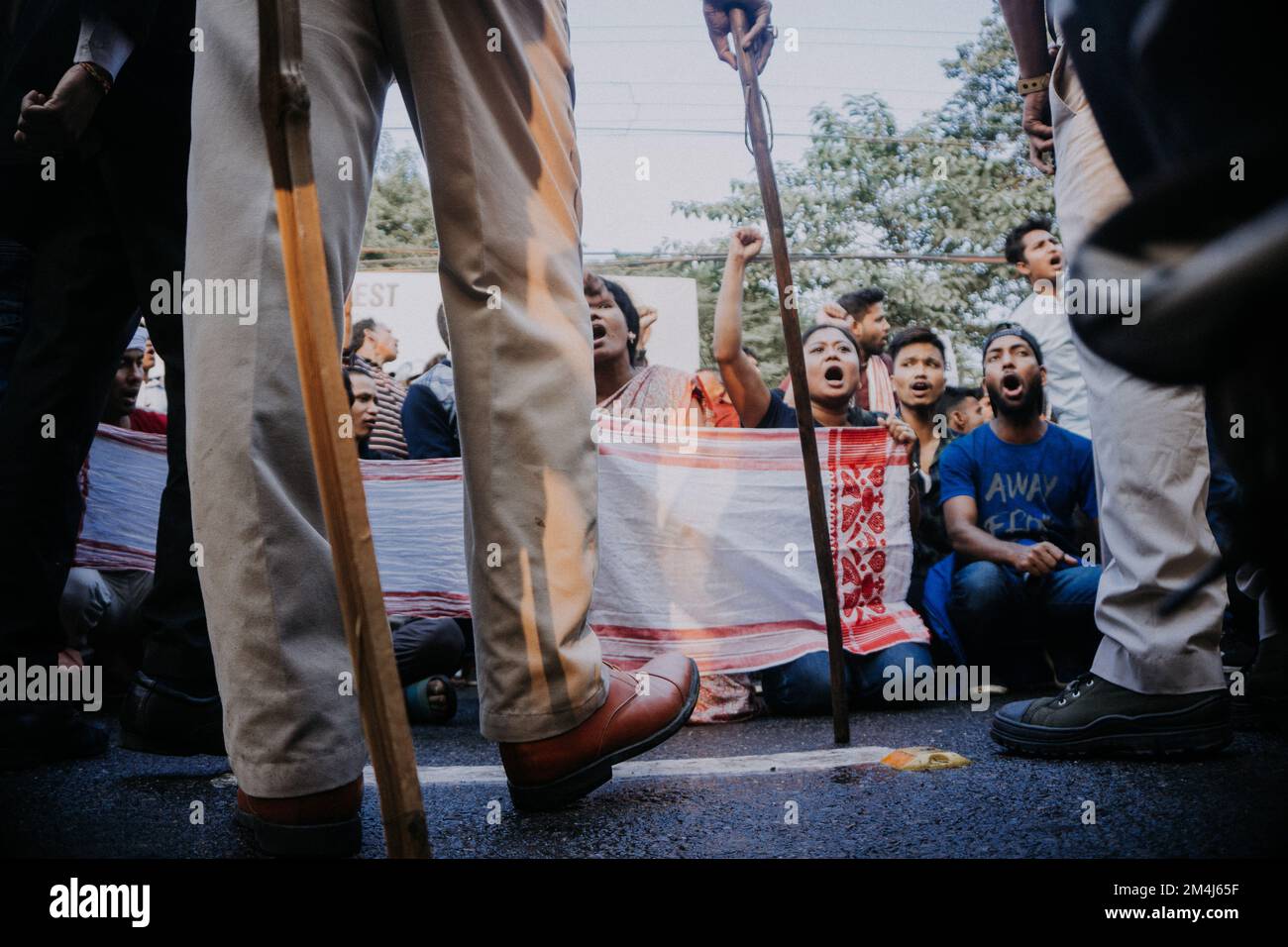 The crowd with banners at CAB Protest in Guwahati, Assam, India Stock ...
