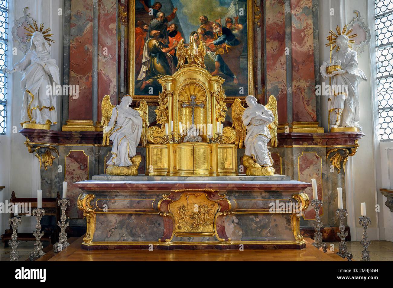 Main altar with angels and figures of saints, Church of St. Martin and ...