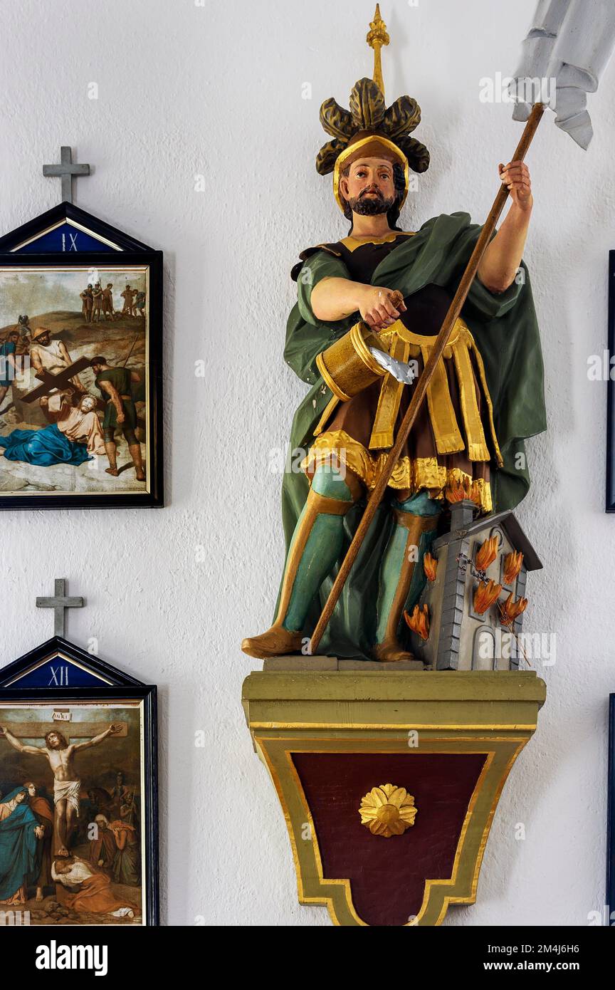 Figure of St. Florian, Chapel of St. Peter and Paul from 1902, Jungholz ...
