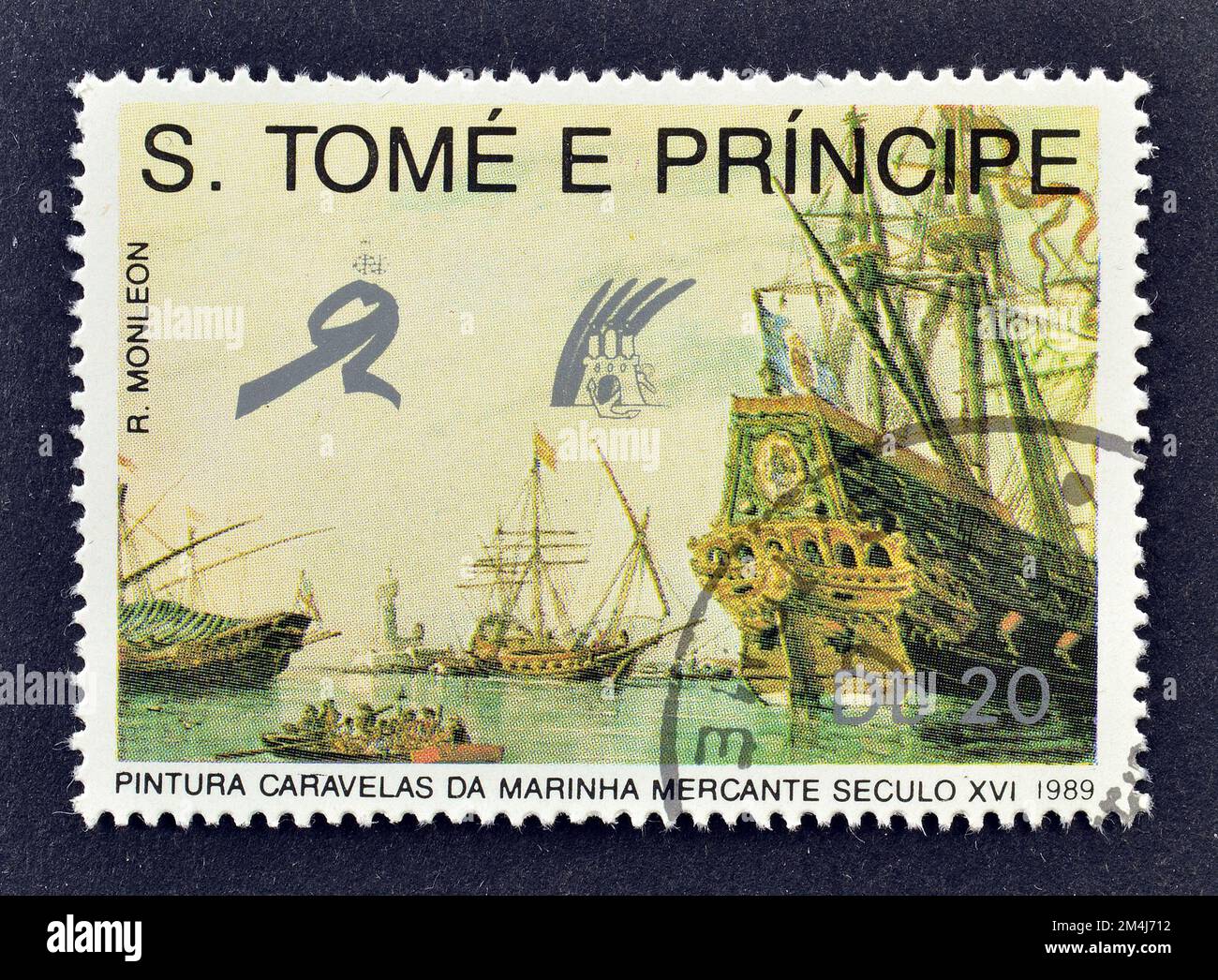 Cancelled postage stamp printed by Sao Tome and Principe, that shows ...