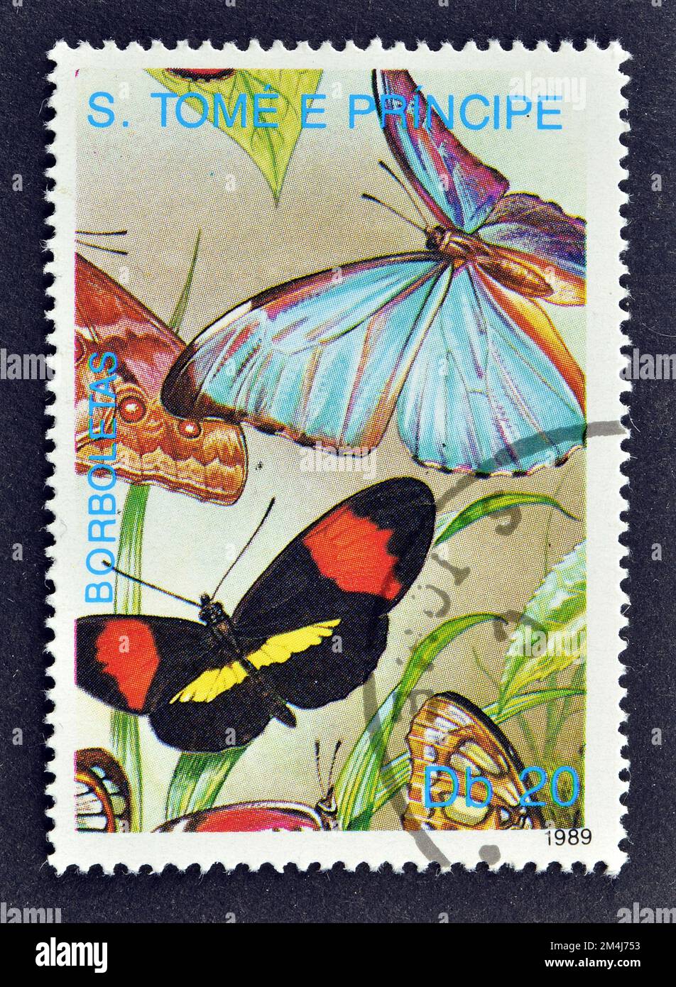 Cancelled postage stamp printed by Sao Tome and Principe, that shows ...