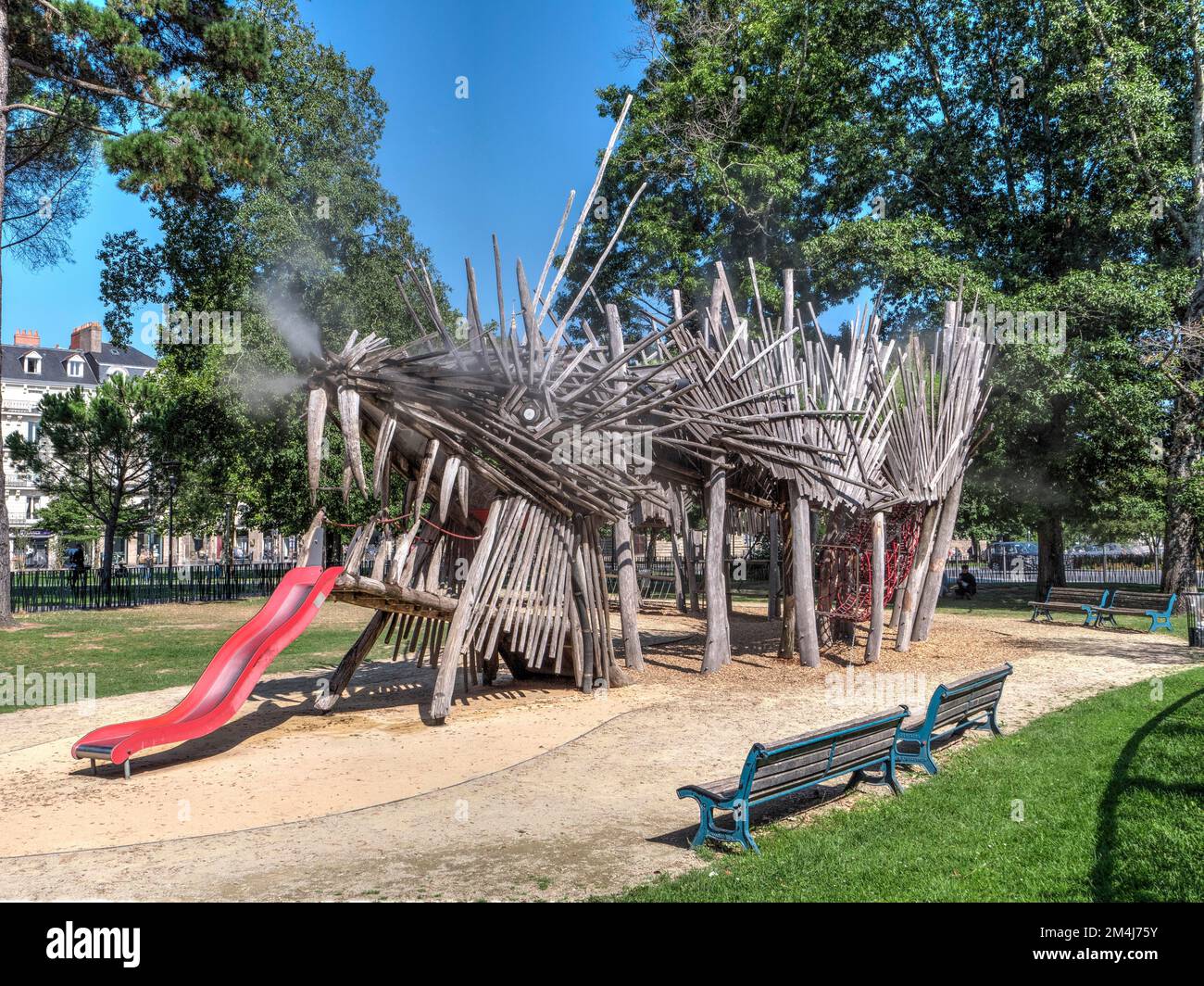 In the park, playground is the sculpture Aire de Jeux de Kinya Maruyama ...