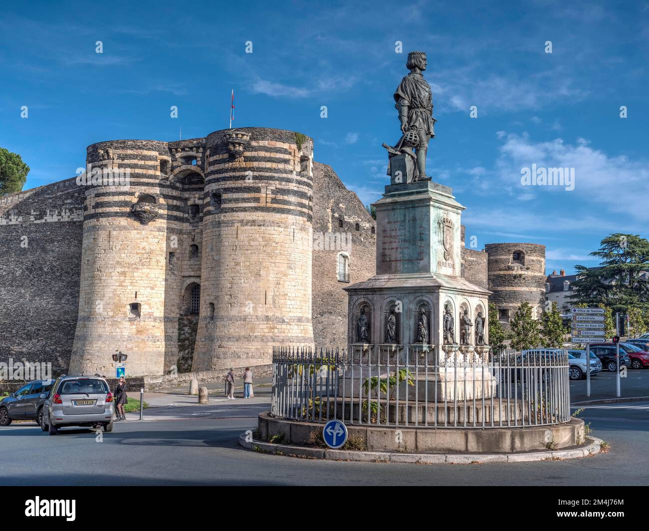 Statue of Rene of Anjou at the crossroads in front of the Chateau ...