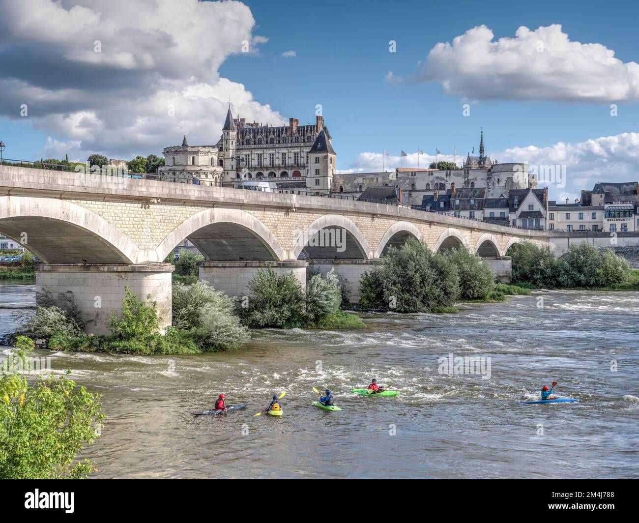 Marechal Leclerc Bridge on the Loire with kayakers and in the ...