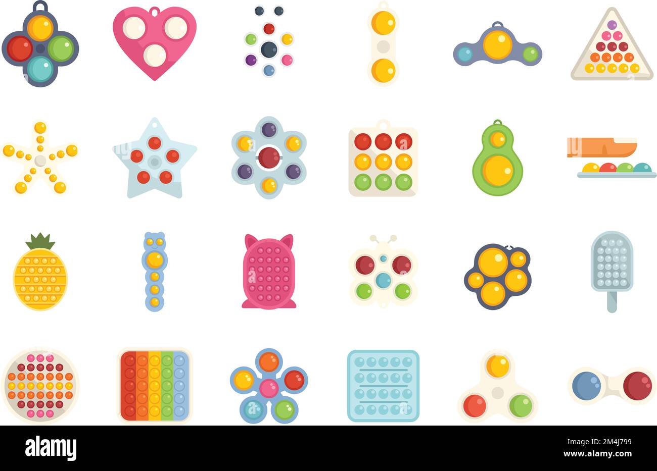 Antistress toy icons set flat vector. Dimple sensory. Toy bubble isolated Stock Vector Image ...