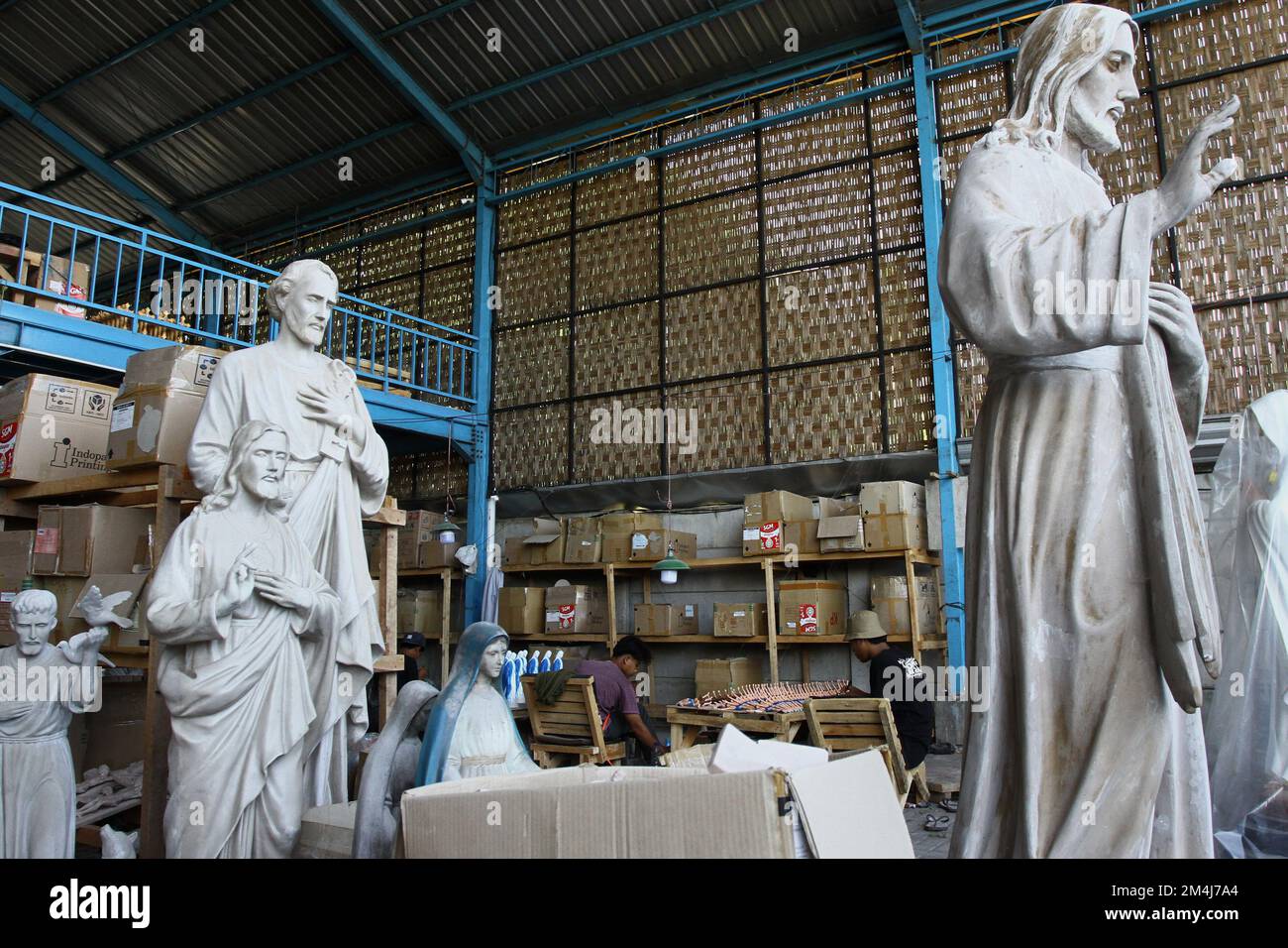 Spiritual statues made by craftsmen are seen in Bantul, Yogyakarta ...