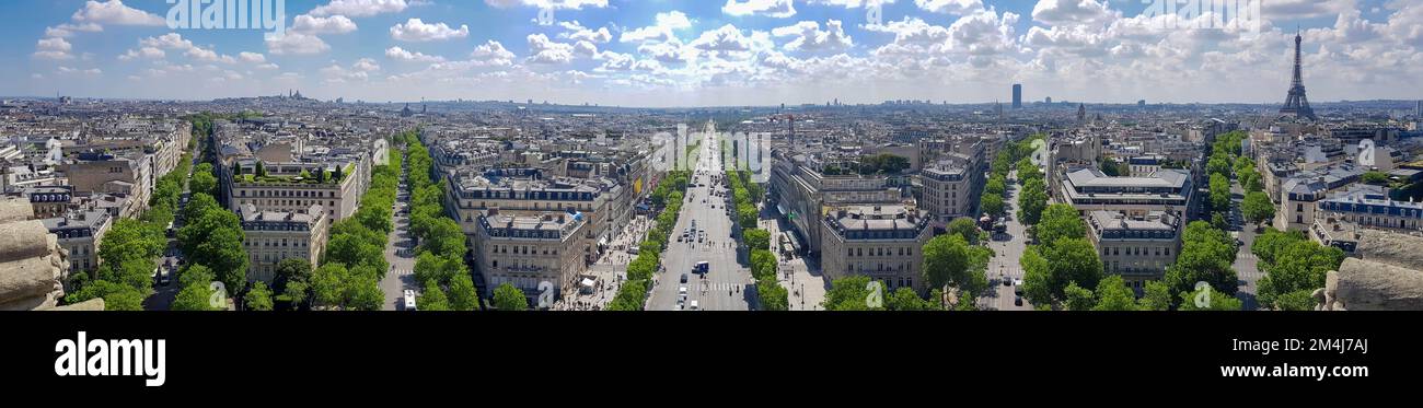 Panorama from the Arc de Triomphe de lEtoile on the Av. des Champs ...