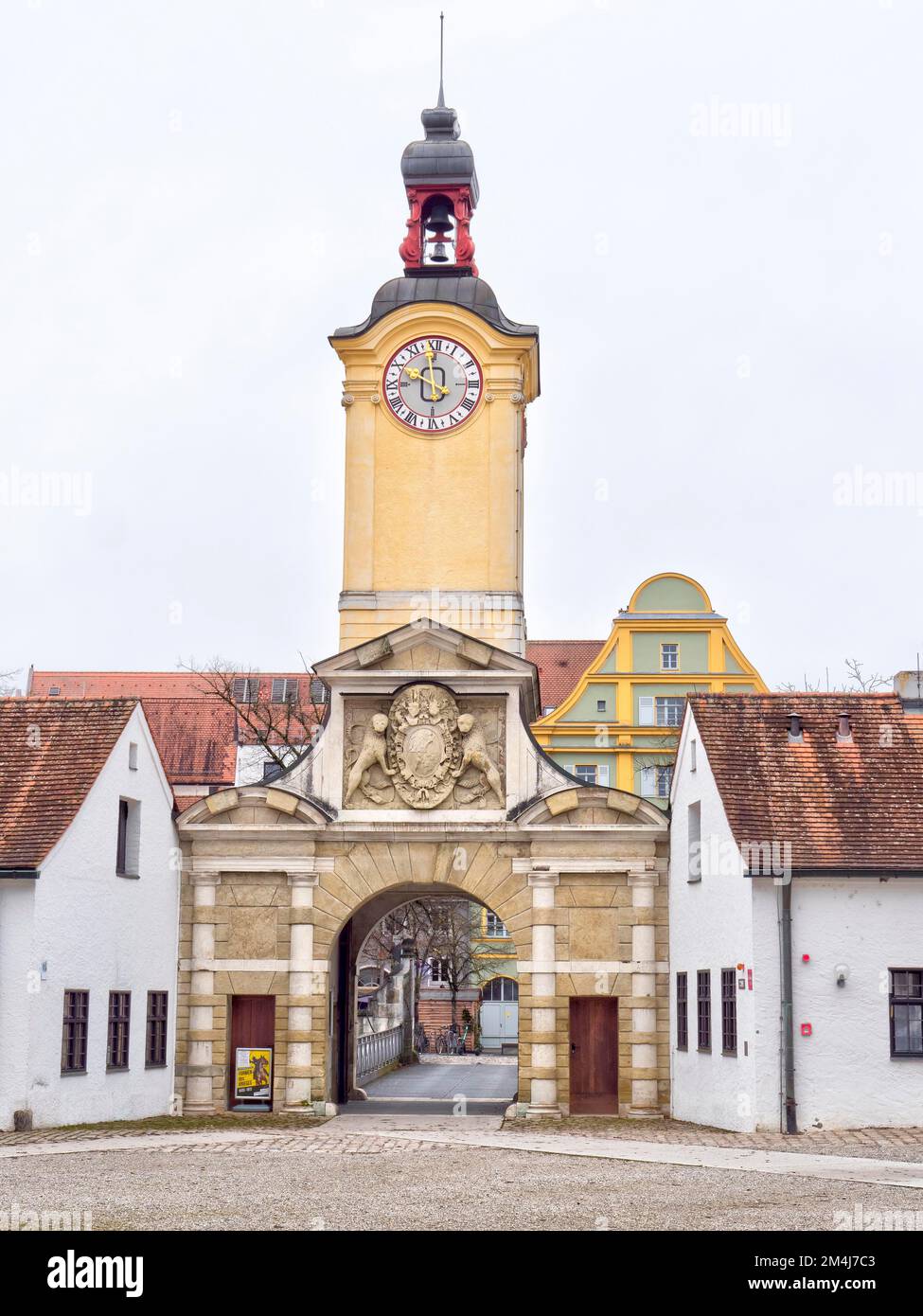 Baroque clock tower at the entrance to the Bavarian Army Museum ...