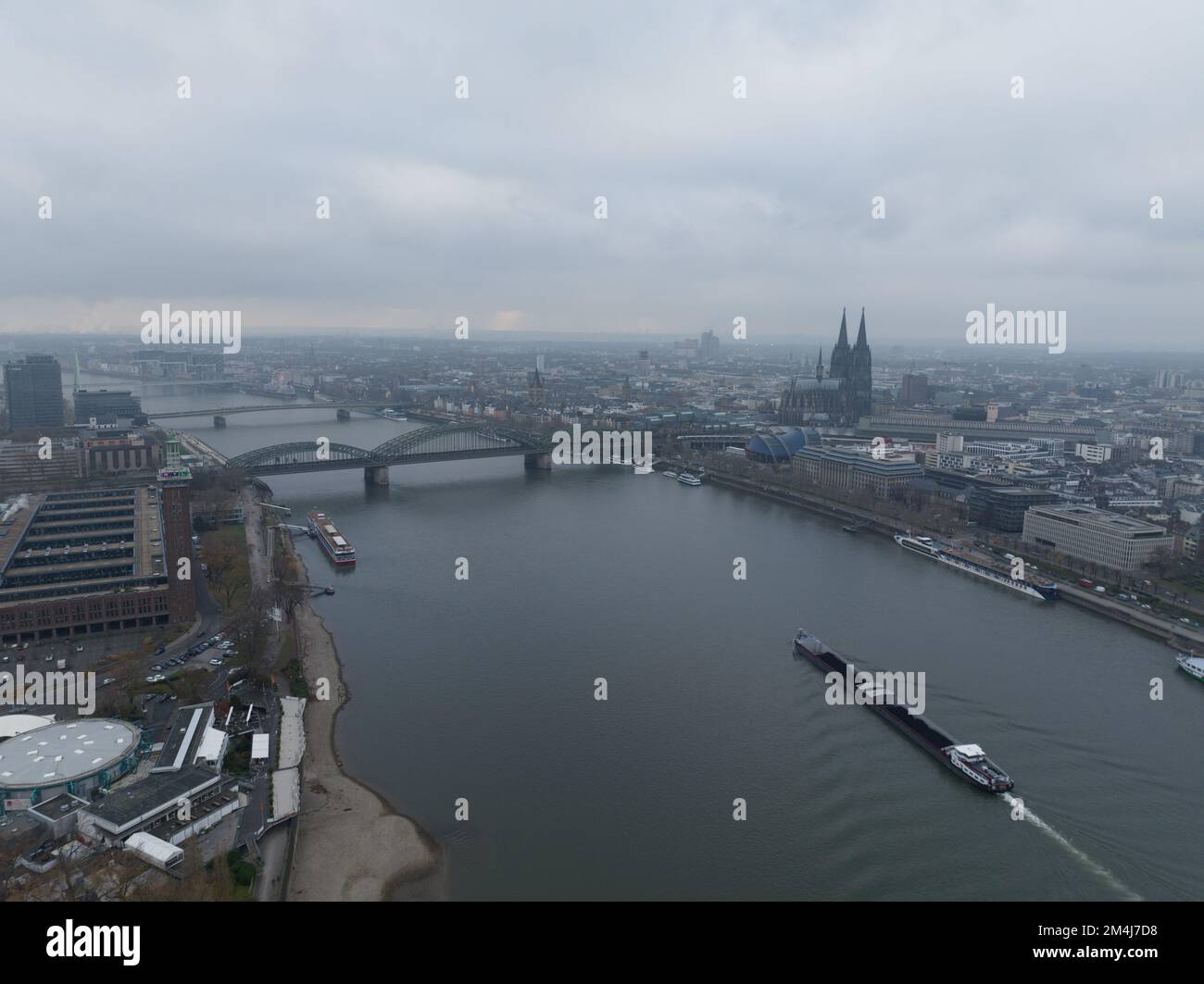 Cologne, 11th of December 2022, Germany. Aerial view of downtown ...