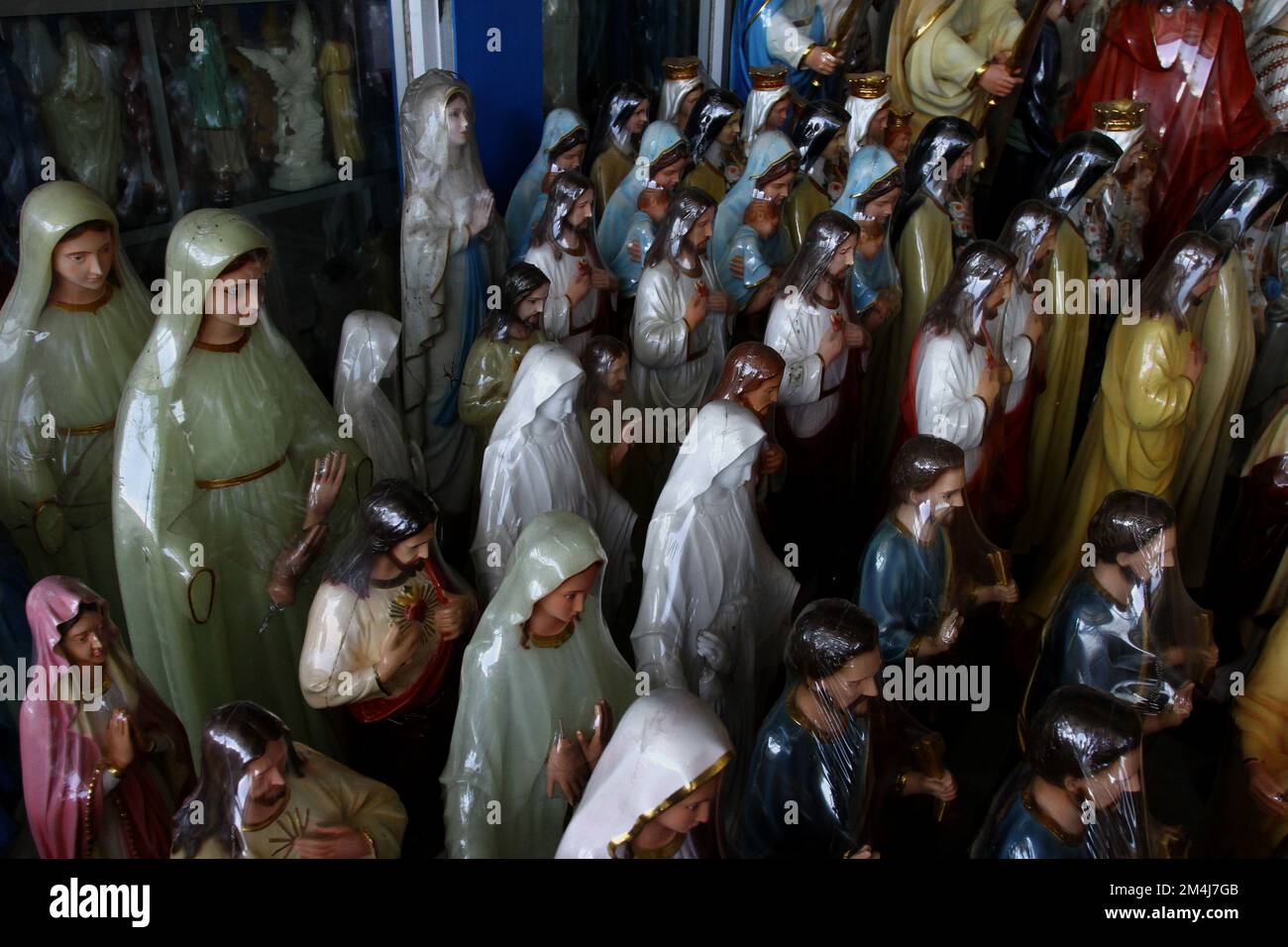 Spiritual statues made by craftsmen are seen in Bantul, Yogyakarta ...