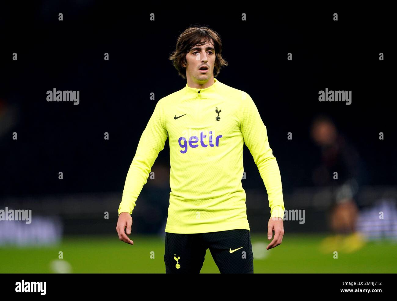 Tottenham Hotspur's Bryan Gil warms up on the pitch ahead of a friendly ...