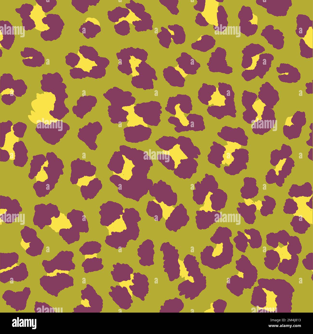 Seamless leopard pattern print in plum purple, gold marigold, and deep ...
