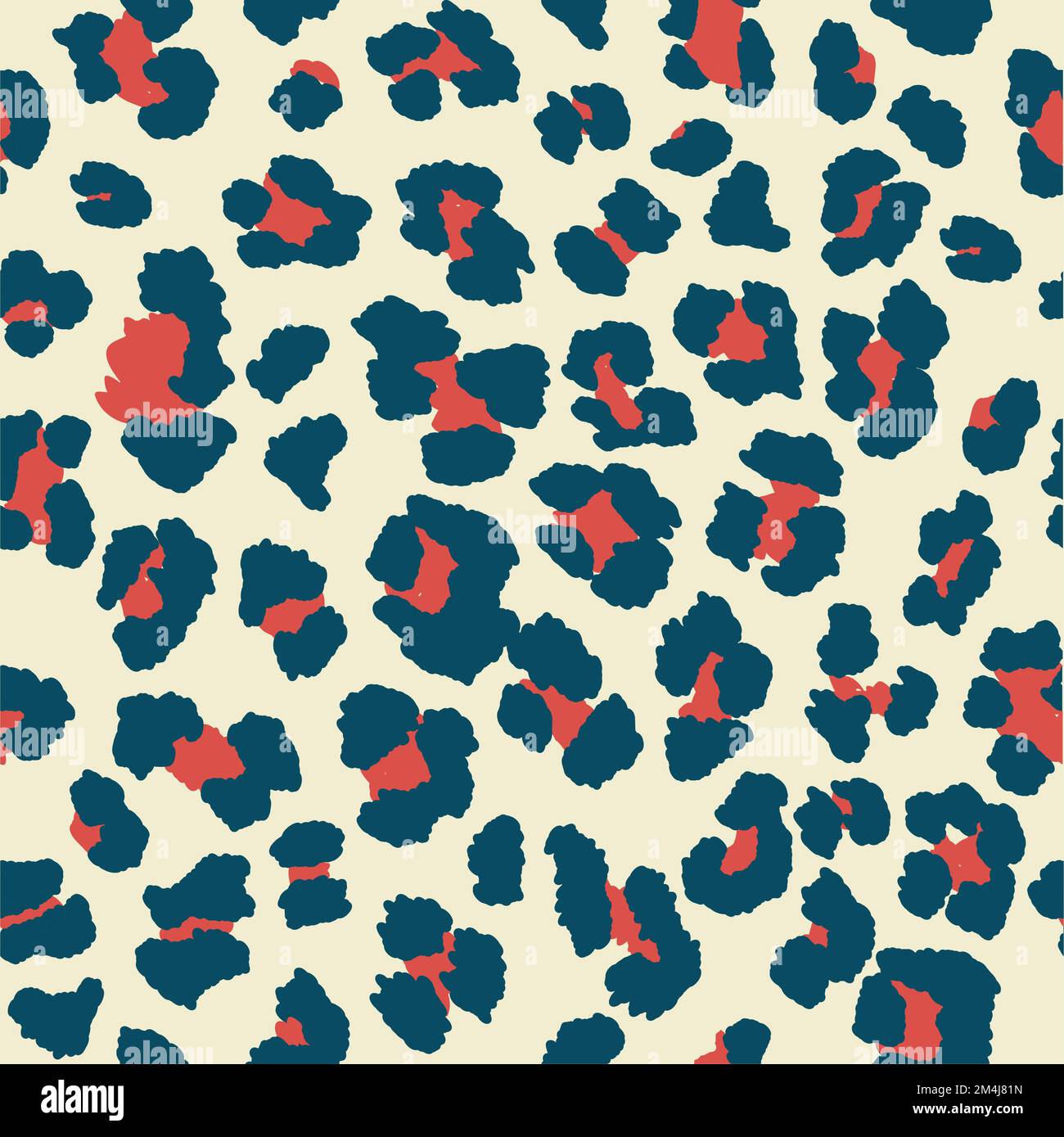 Seamless leopard pattern print in off-white cream, navy blue and berry ...
