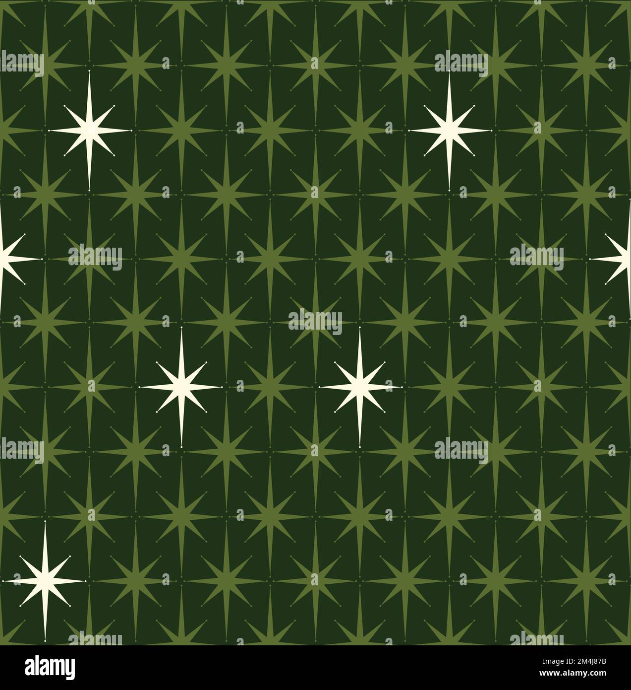 Dark and light green Mid-century 1950s modern starburst pattern Stock ...