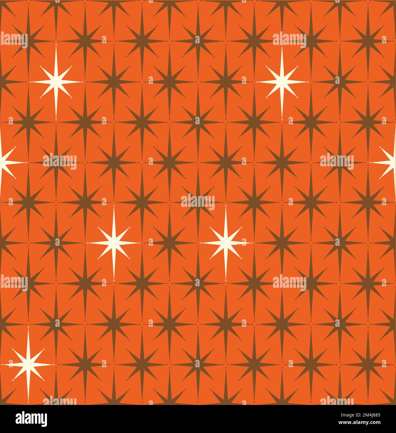 Orange and brown Mid-century 1950s modern starburst pattern Stock ...