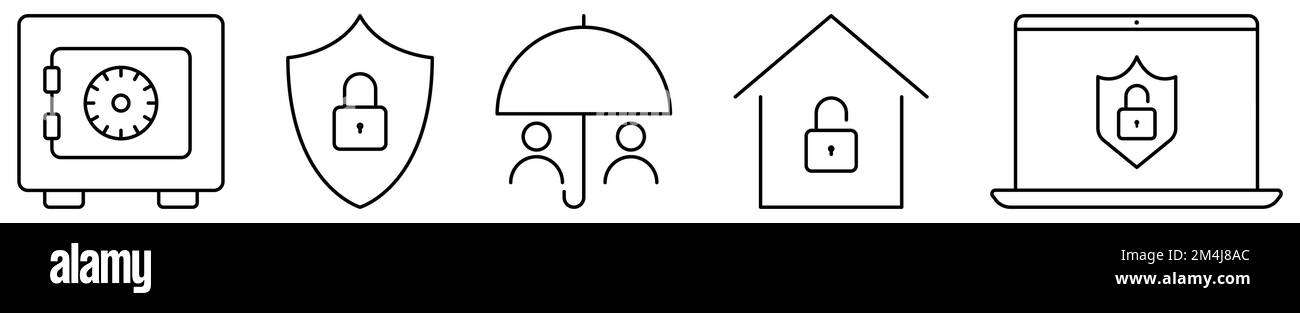 Safety And Protection Line Icon Set Symbol For Website Design Logo App Ui Vector