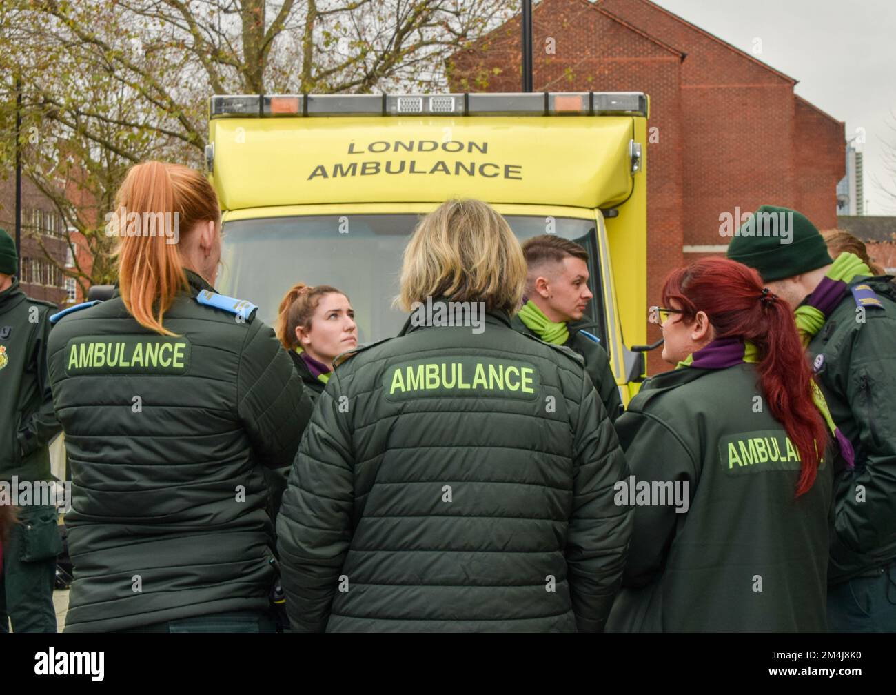 Ambulance workers stand at the Unison (public service union) picket ...