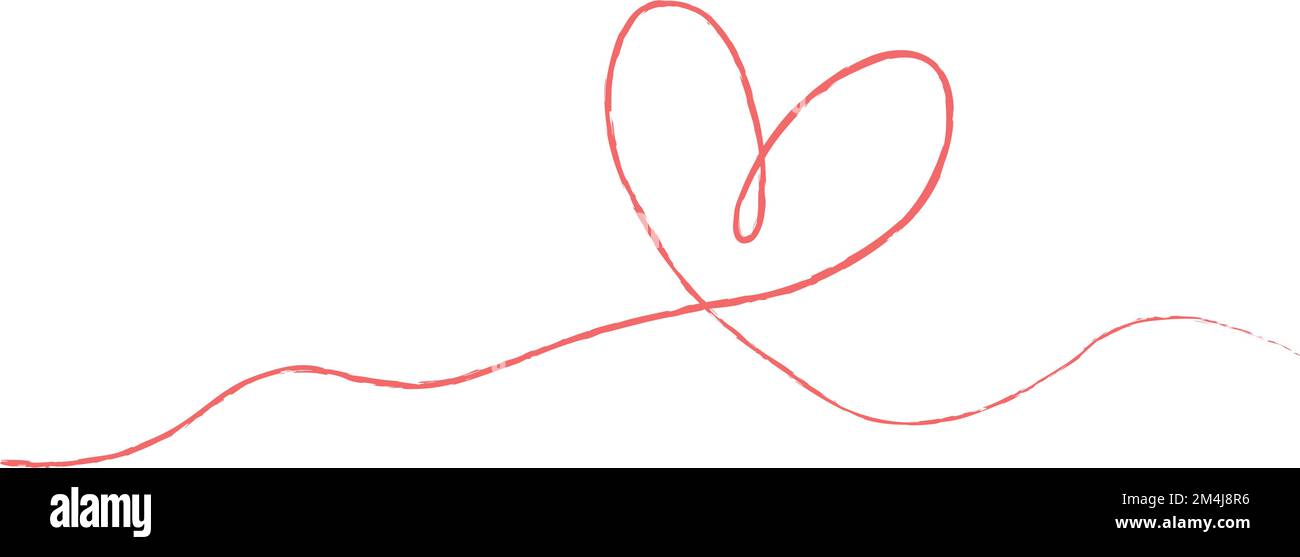 Hand sketch drawing red line heart, Love doodle isolated on white ...