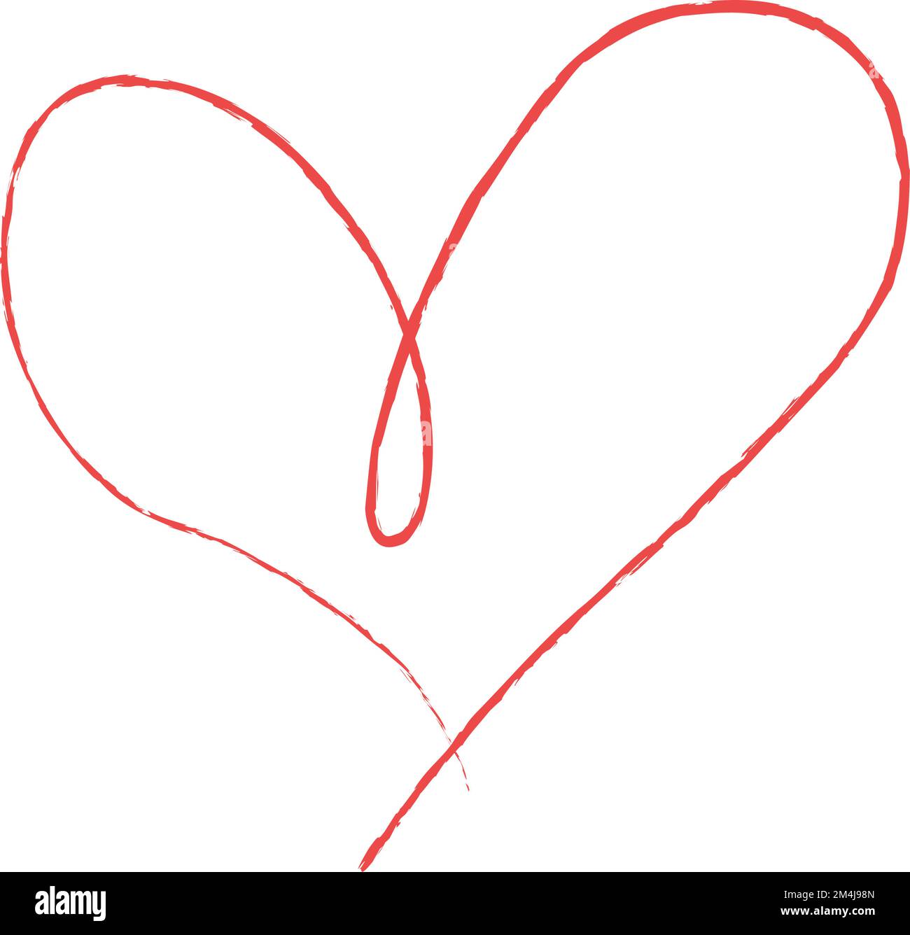 Hand sketch drawing red line heart, Love doodle isolated on white ...