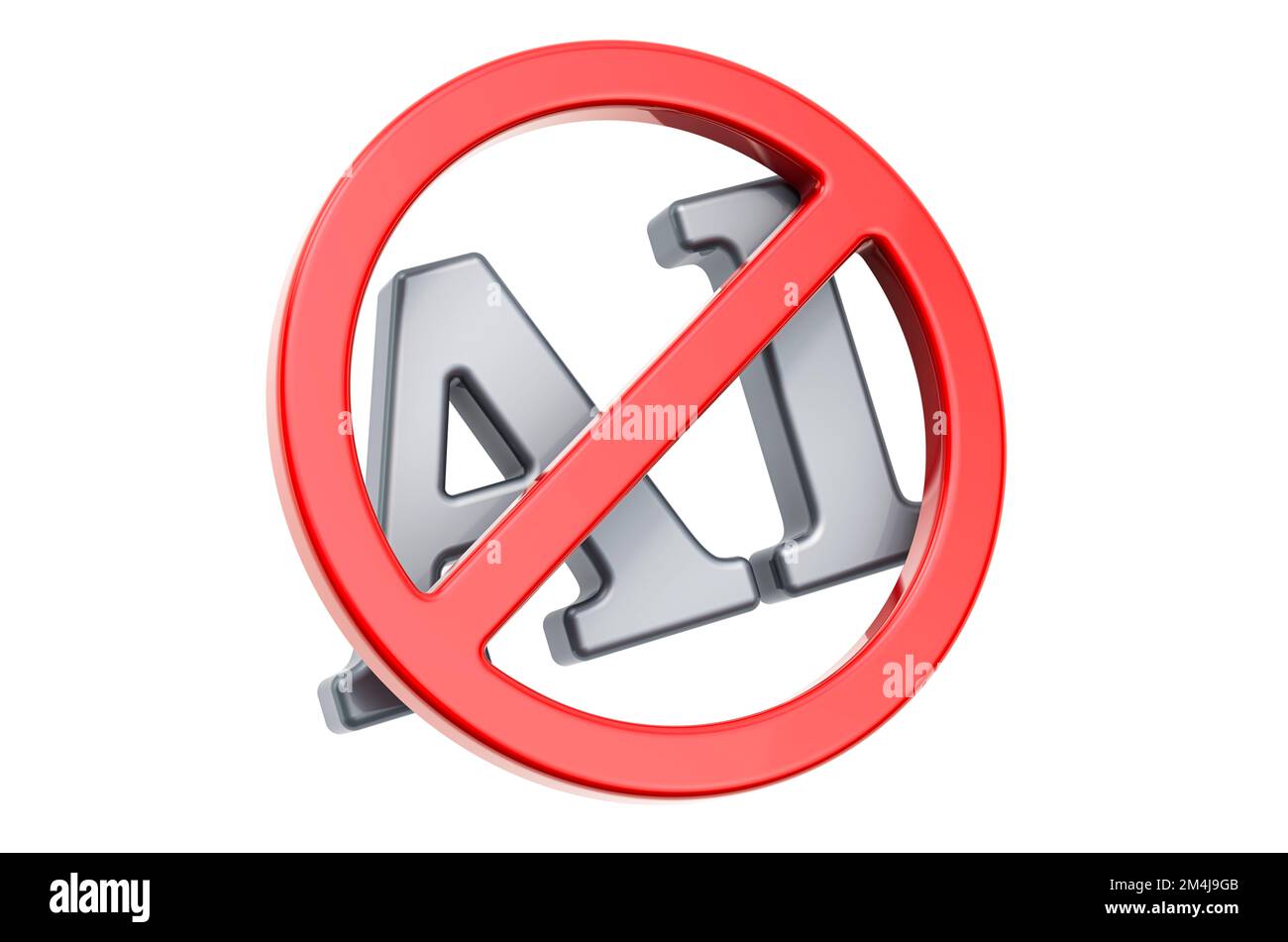 AI with prohibition sign, 3D rendering isolated on white background ...