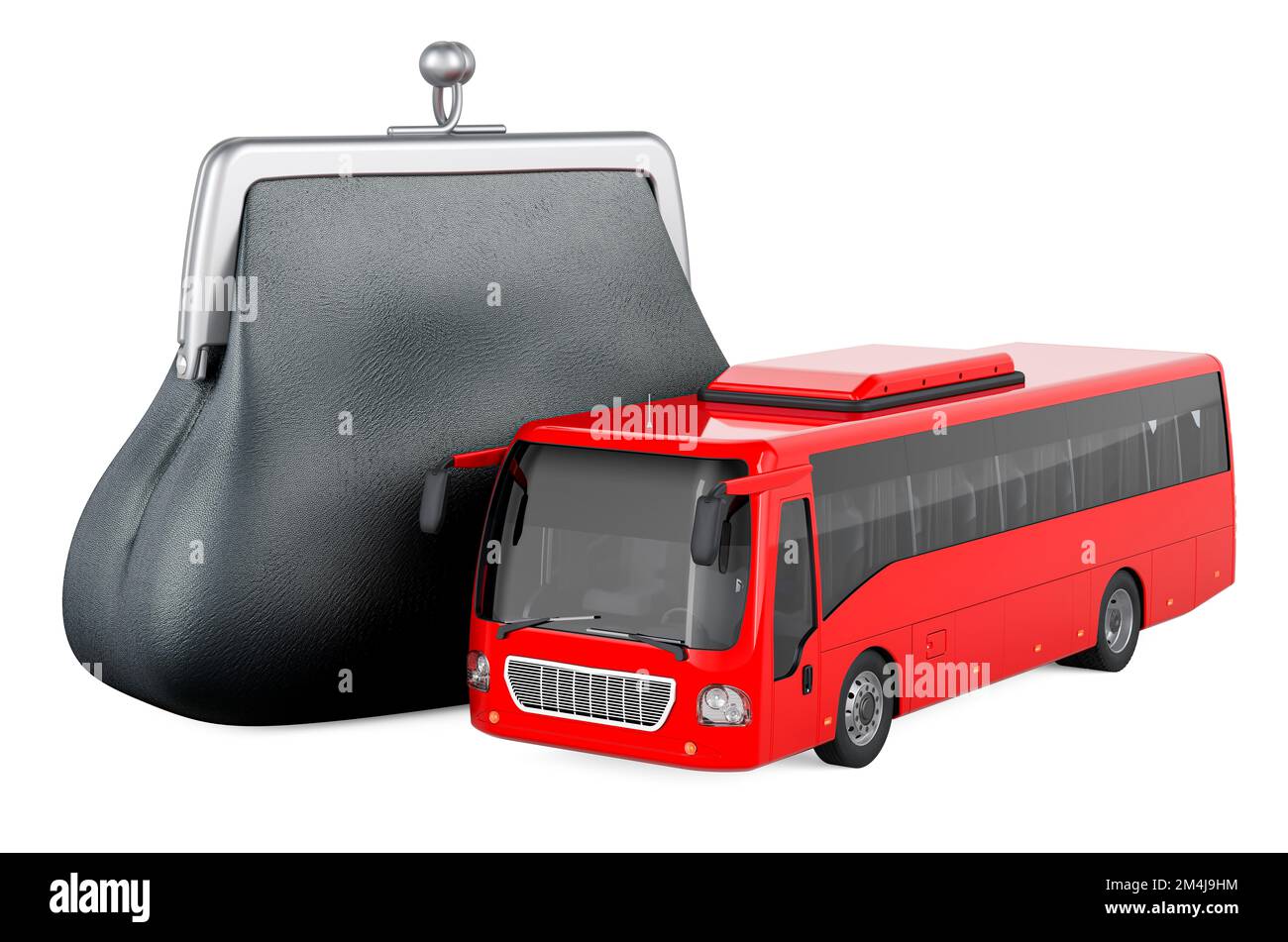 Bus with purse coin, 3D rendering isolated on white background Stock ...