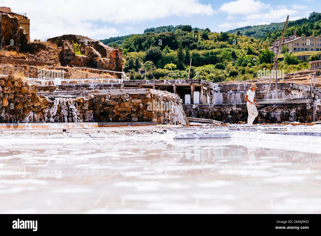 Man working in the salt flats. Salt Valley of Añana. Añana, Álava ...