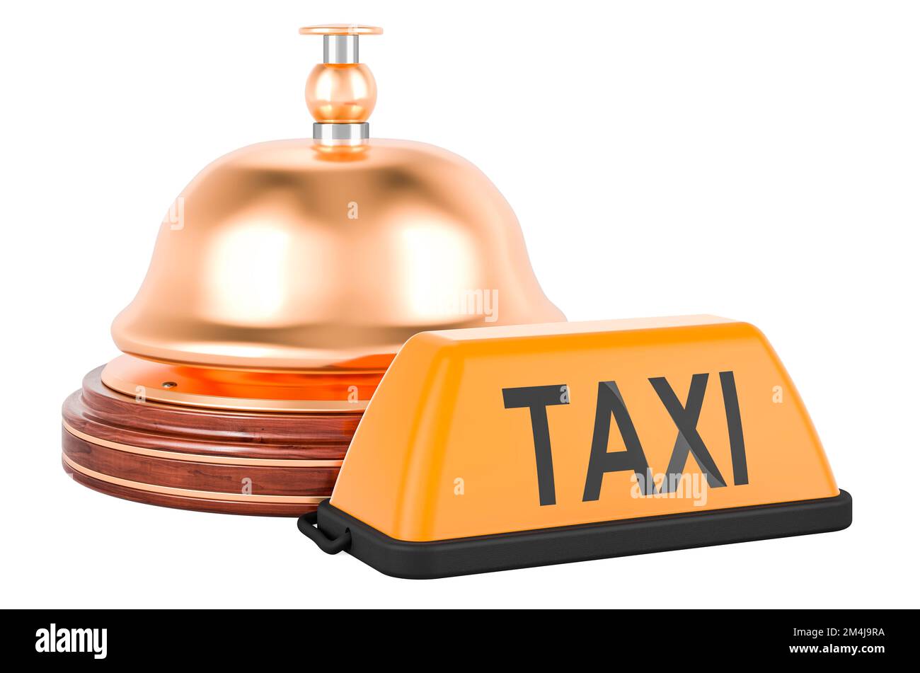 Taxi car signboard with reception bell. 3D rendering isolated on white ...