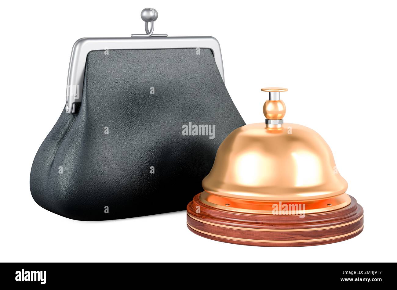 Reception bell with purse coin, 3D rendering isolated on white ...