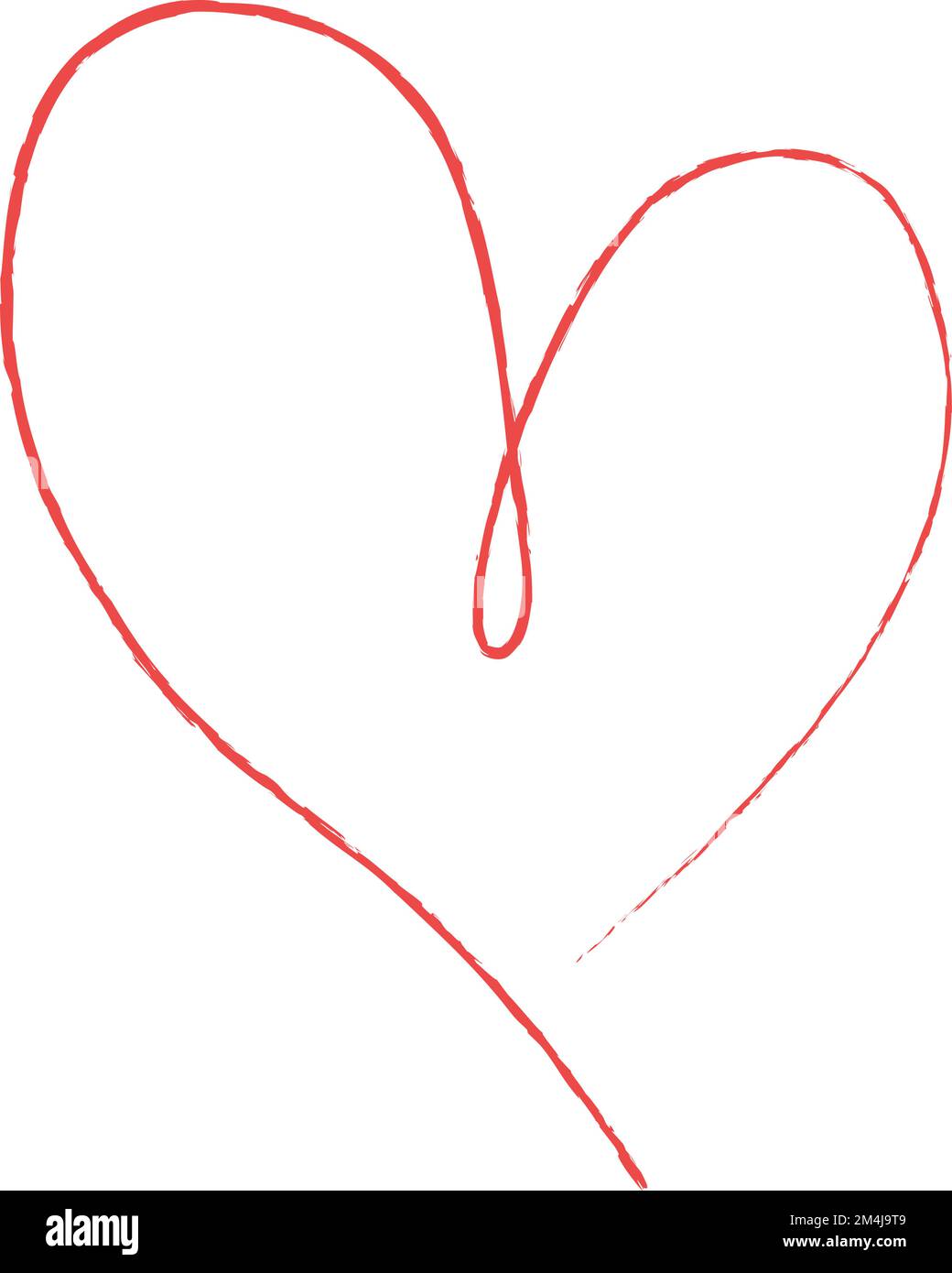 Hand sketch drawing red line heart, Love doodle isolated on white ...