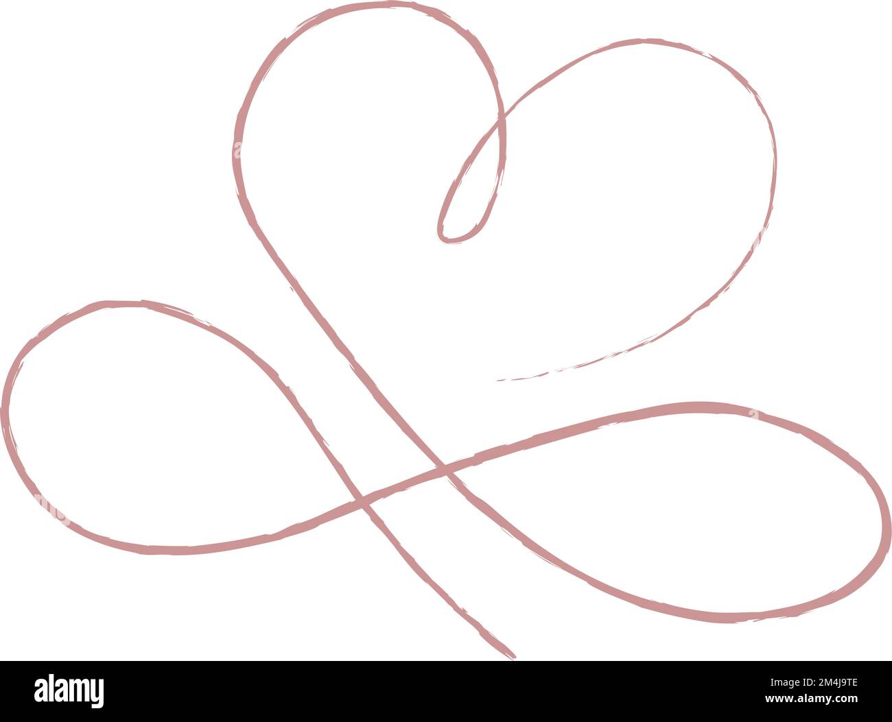 Red thin lines two hearts love infinity symbol on white background ...