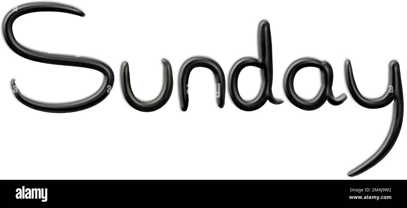 Sunday, 3d graphic of handwritten word in black Stock Vector Image ...