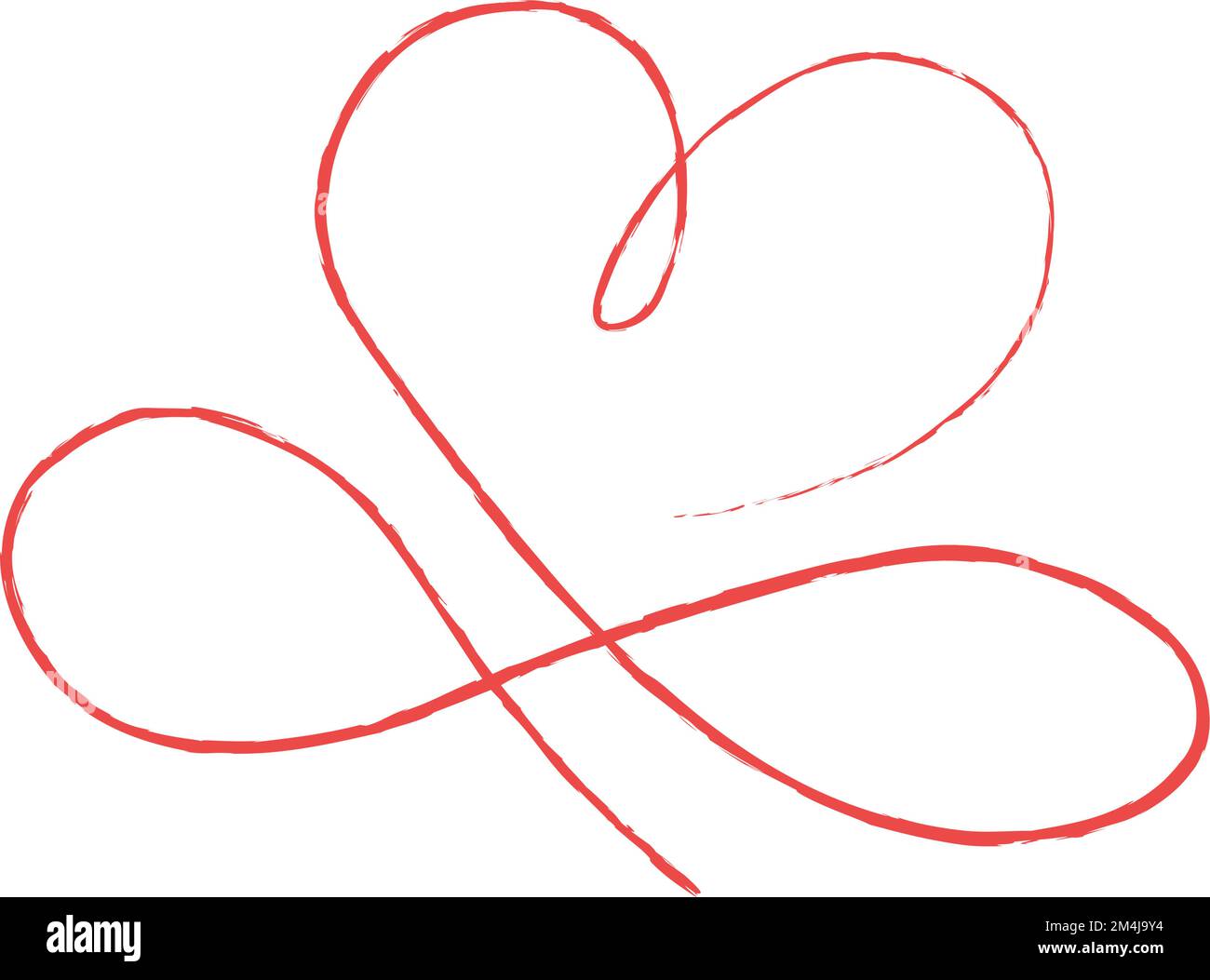Pink thin lines two hearts love infinity symbol on white background ...