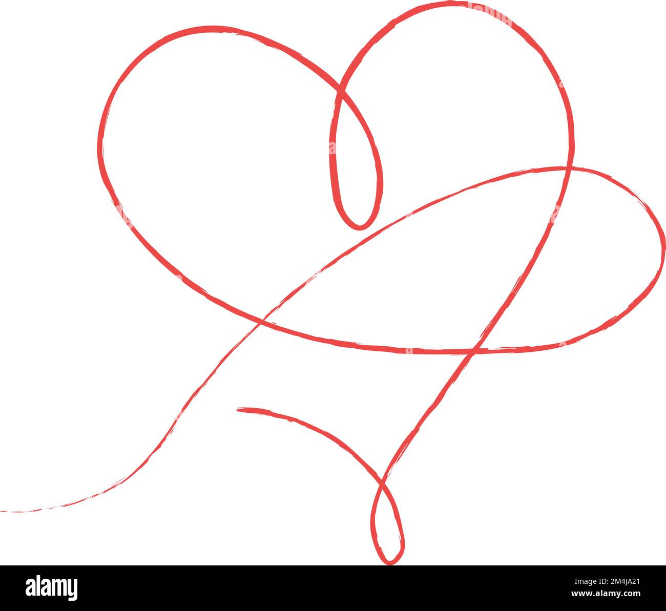 Hand sketch drawing red line heart, Love doodle isolated on white ...