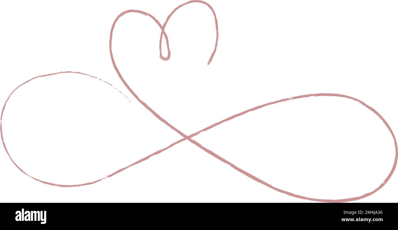 Red thin lines two hearts love infinity symbol on white background ...