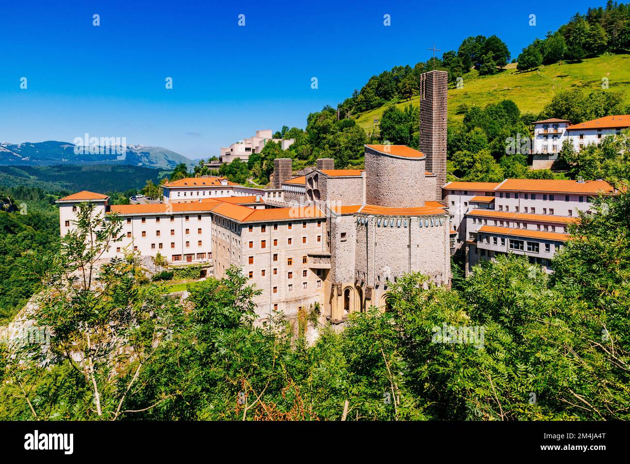 Panoramic view of Sanctuary of Our Lady of Arantzazu. Sanctuary of Our ...