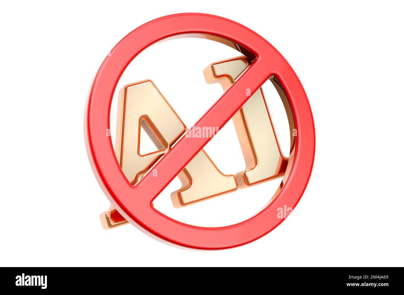 AI with forbidden sign, 3D rendering isolated on white background Stock ...