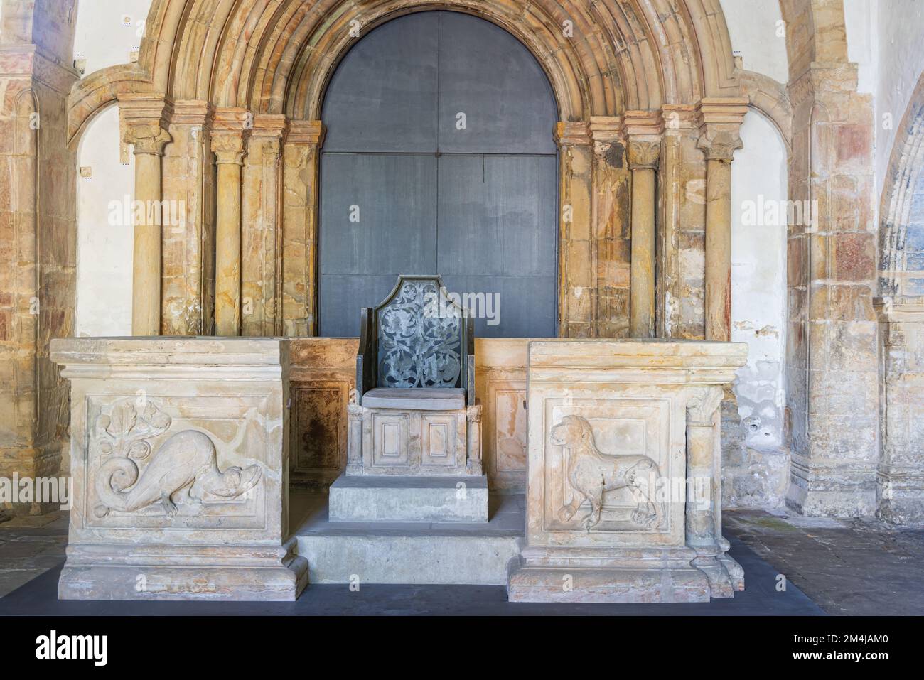 Goslar, Germany - September 12, 2022: Imperial throne in Domvorhalle or ...