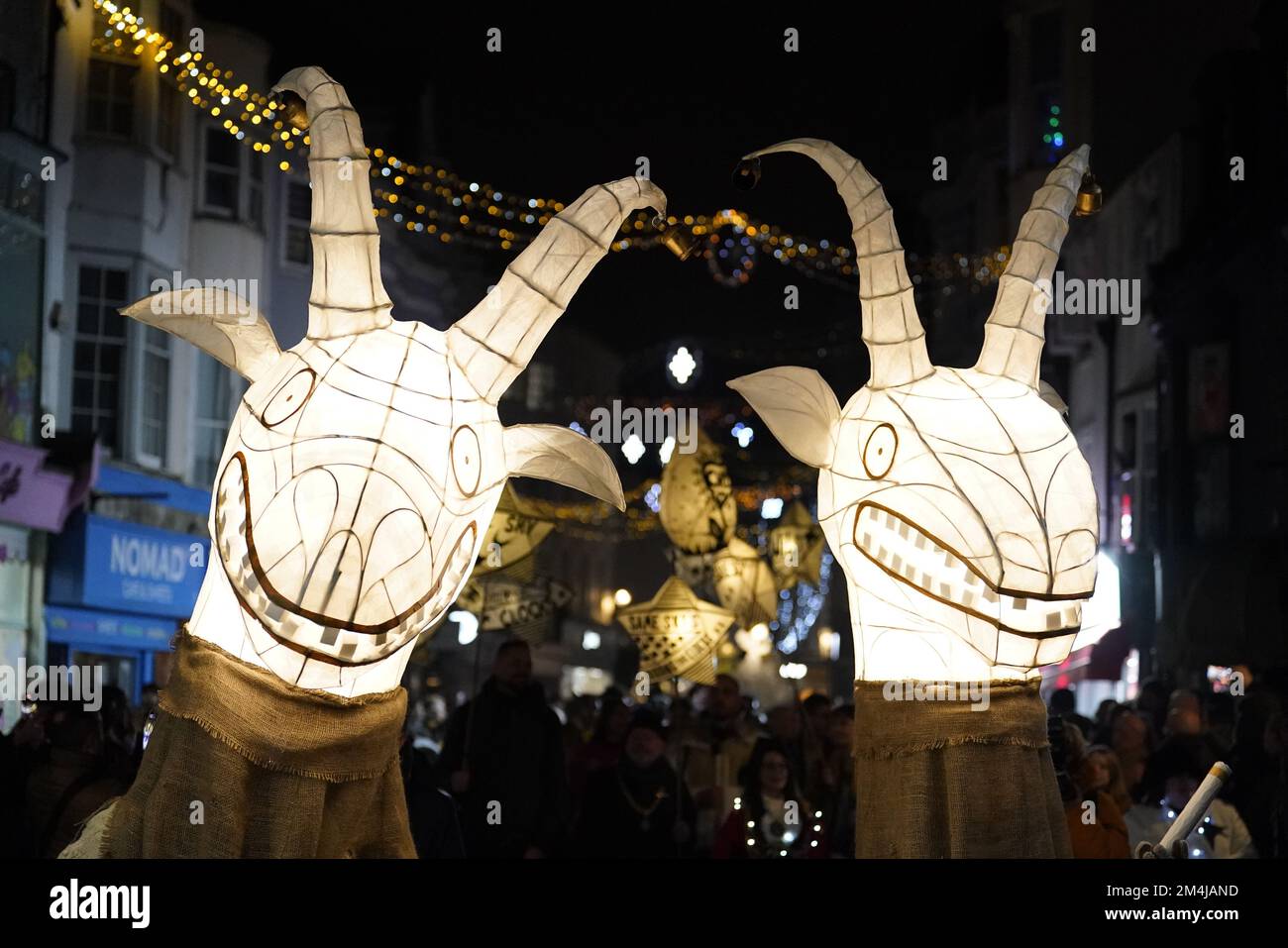 Participants during the 'Burning the Clocks' parade of lanterns in ...