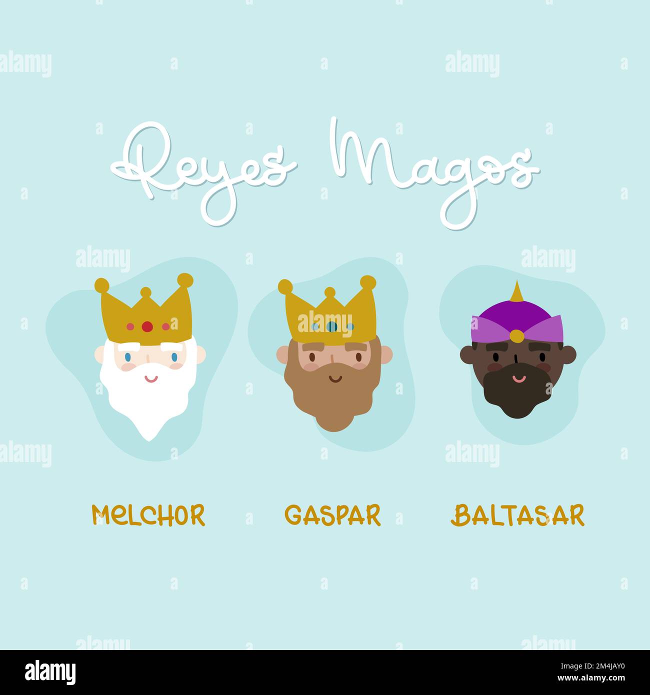 Three Kings Day in Spanish. Reyes Magos. Melchor, Gaspar, Baltasar ...