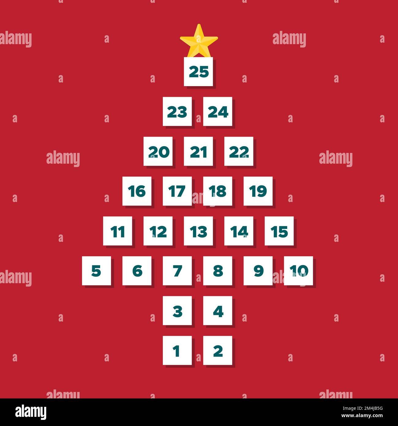 Christmas tree advent calendar. Merry Christmas inspiration. Vector ...