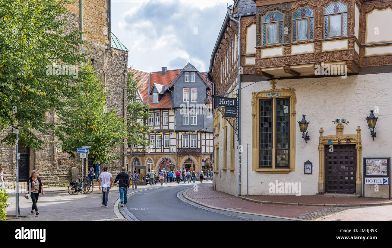 Goslar, Germany - September 12, 2022: Ancient streets with cobblestones ...