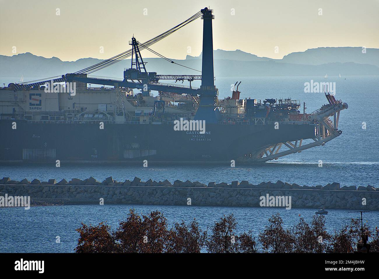 The Pipe Laying Vessel (PLV) Castorone arrives at the French ...