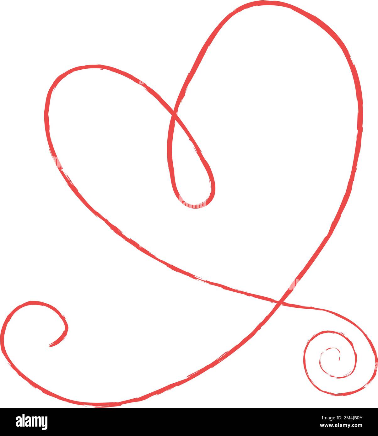Hand sketch drawing red line heart, Love doodle isolated on white ...