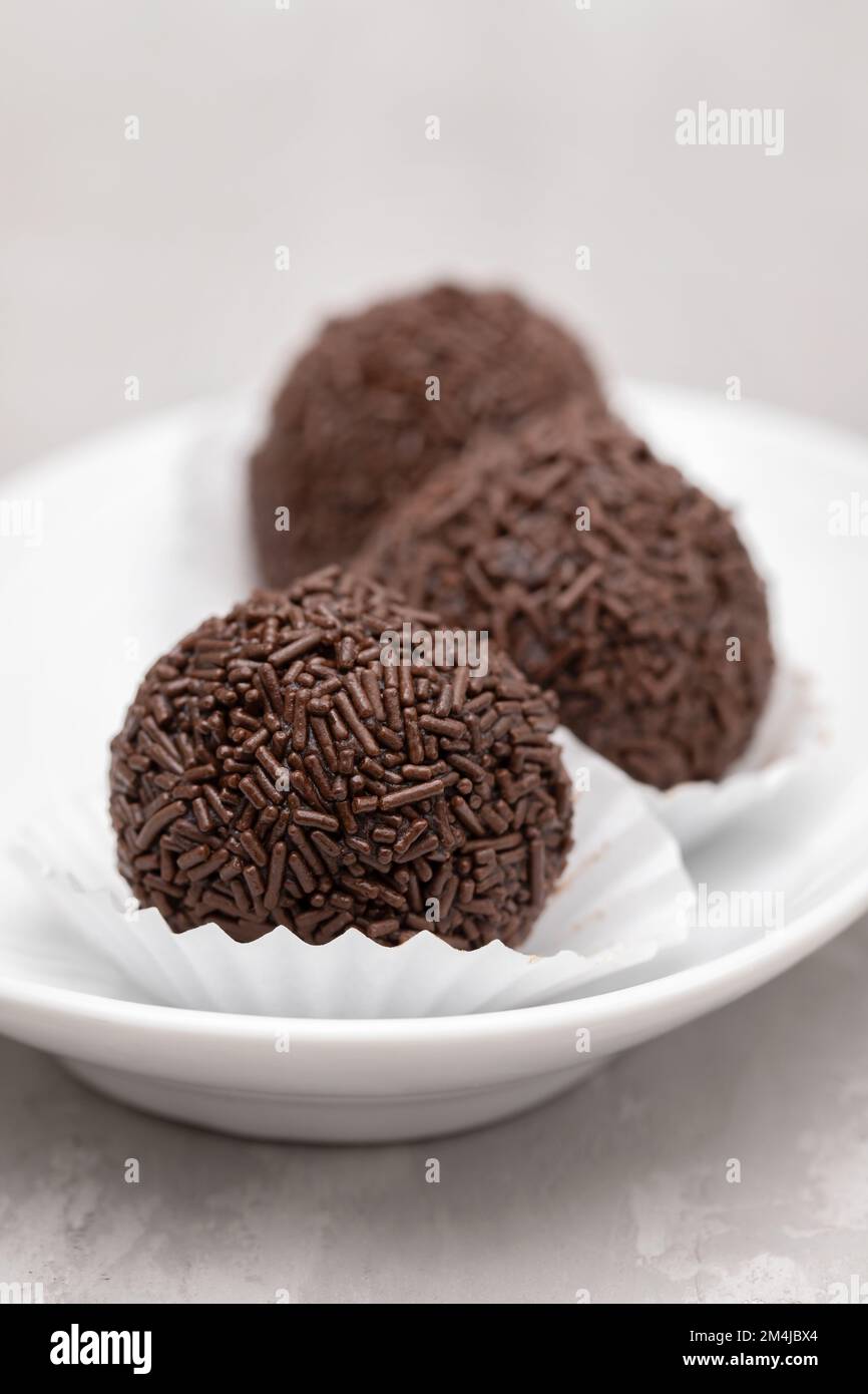 Goumert egg chocolate sweets tradition in Brazil on white dish Stock ...