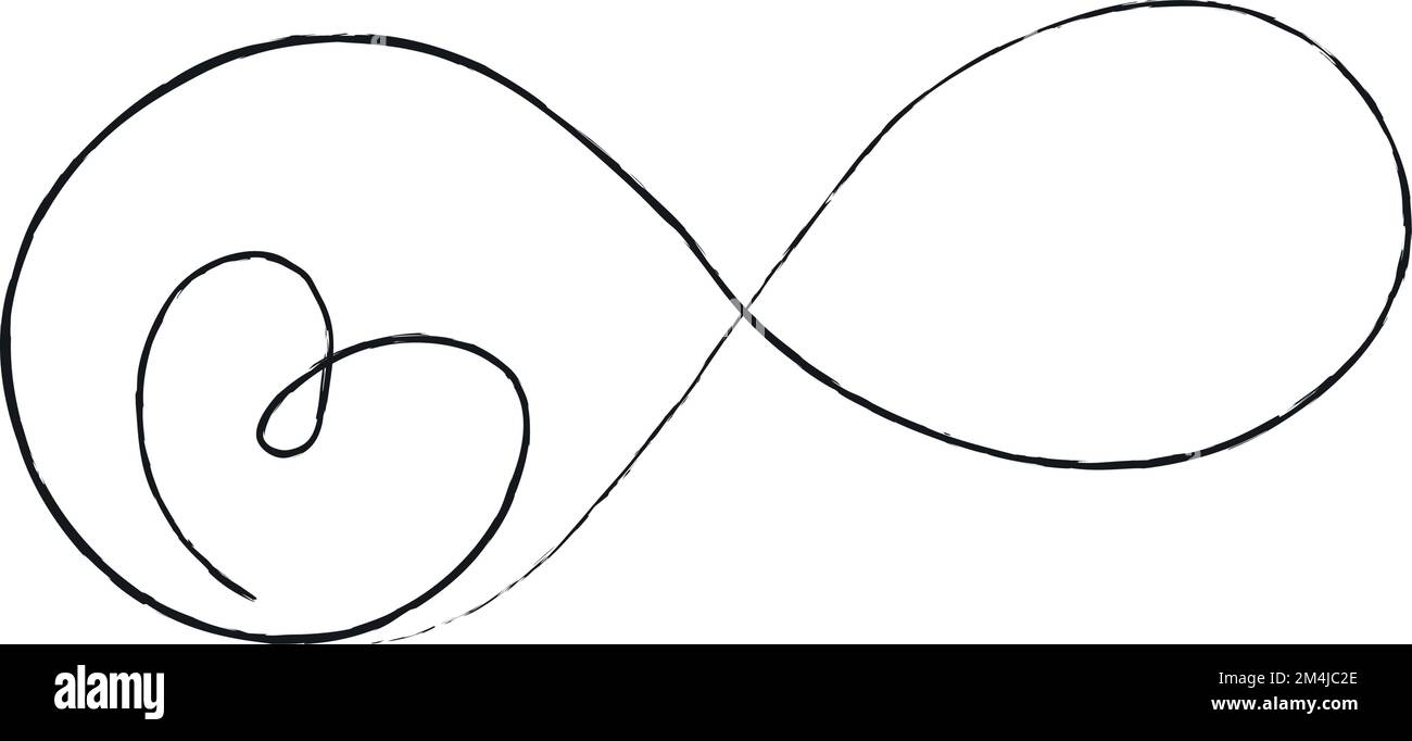 Black thin lines two hearts love infinity symbol on white background ...