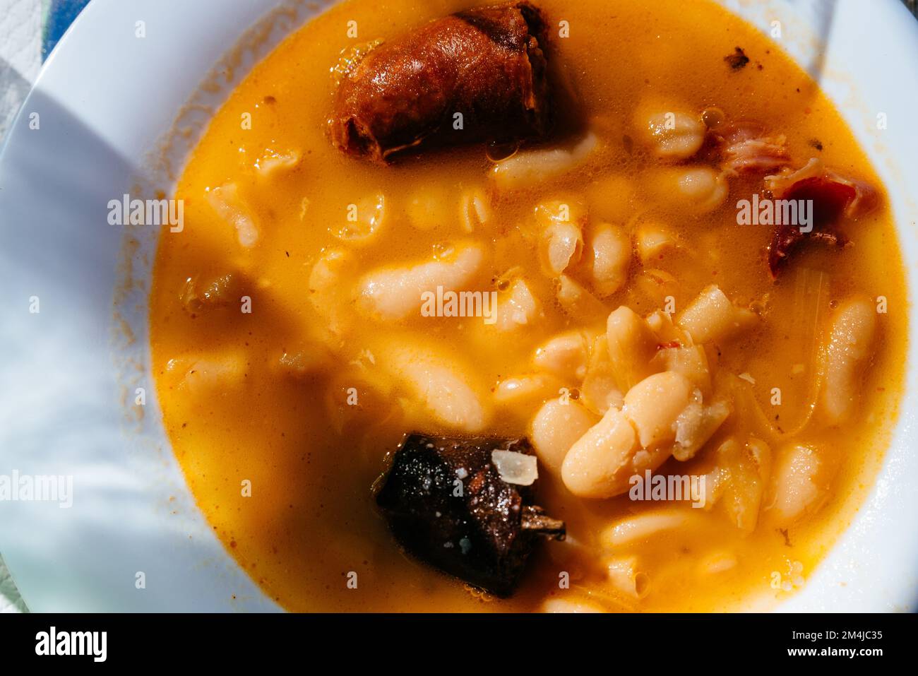 Asturian traditional food: Fabada. Bulnes, Cabrales, Principality of ...