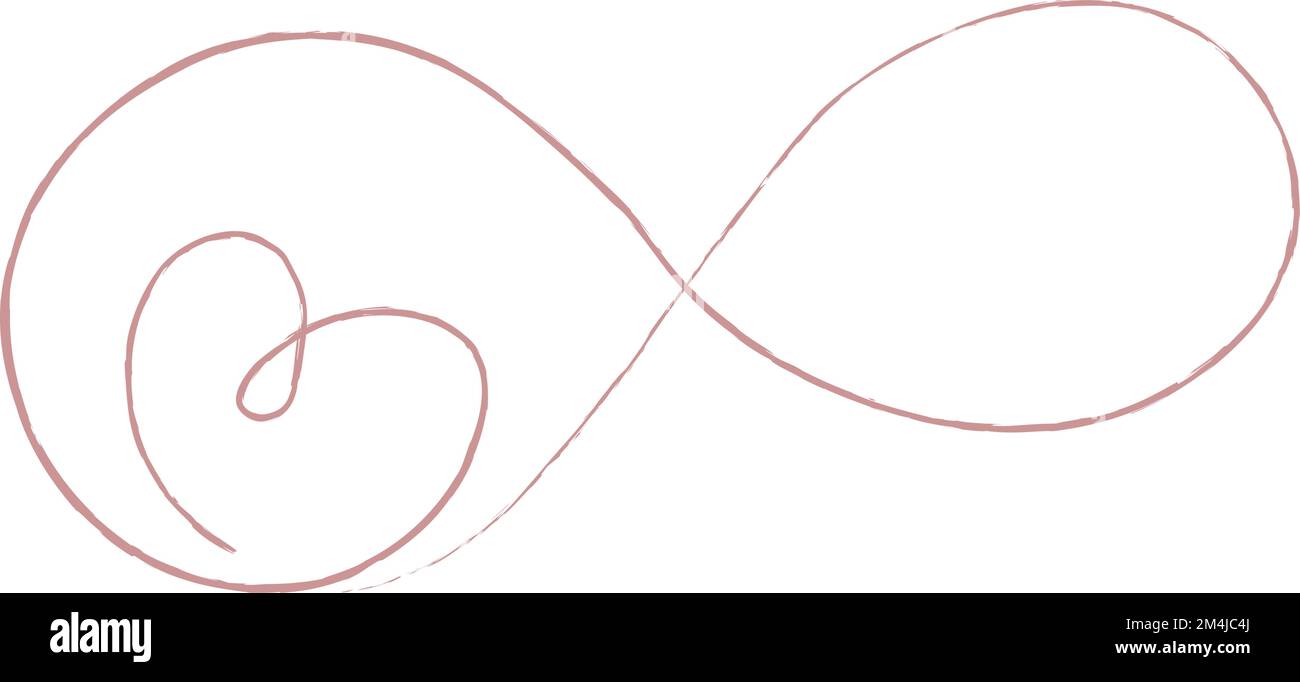 Red thin lines two hearts love infinity symbol on white background ...